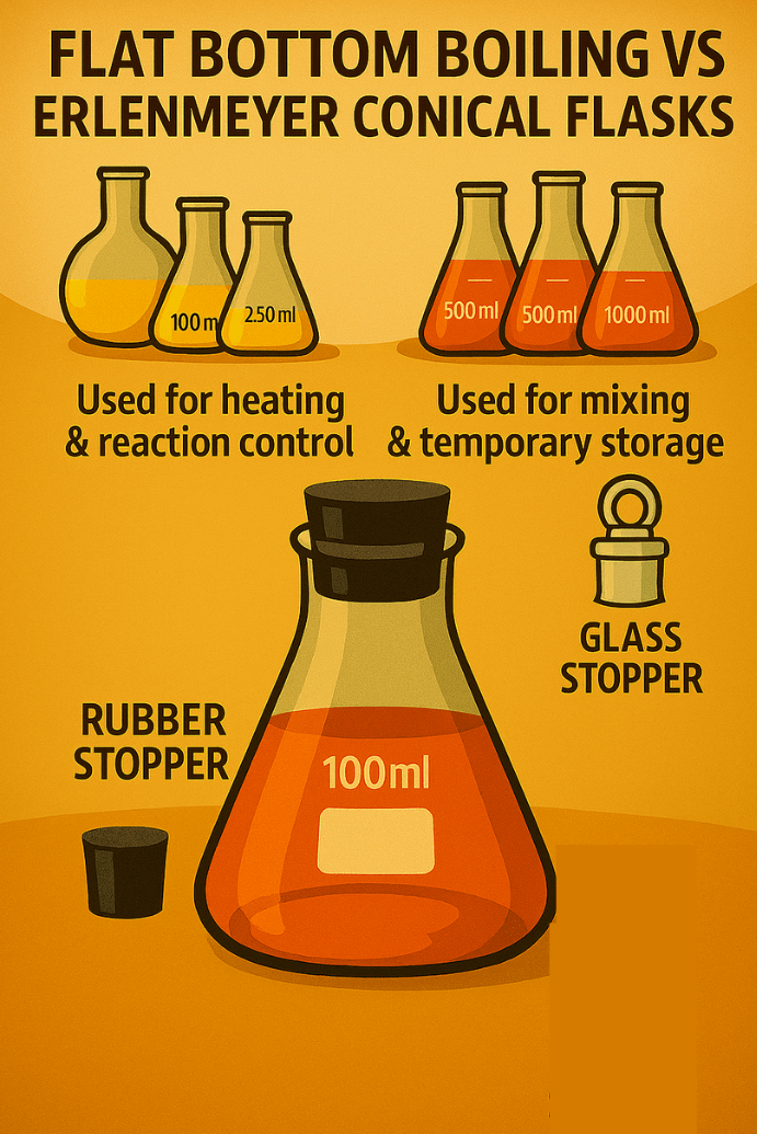 Flat Bottom Boiling Flasks vs Erlenmeyer Flasks Explained