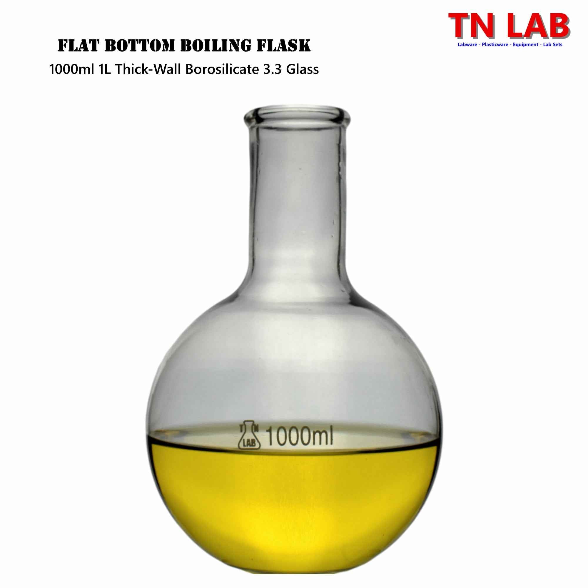 TB LAB Supply Flat Bottom Boiling Florence Flask Borosilicate 3.3 Glass ...