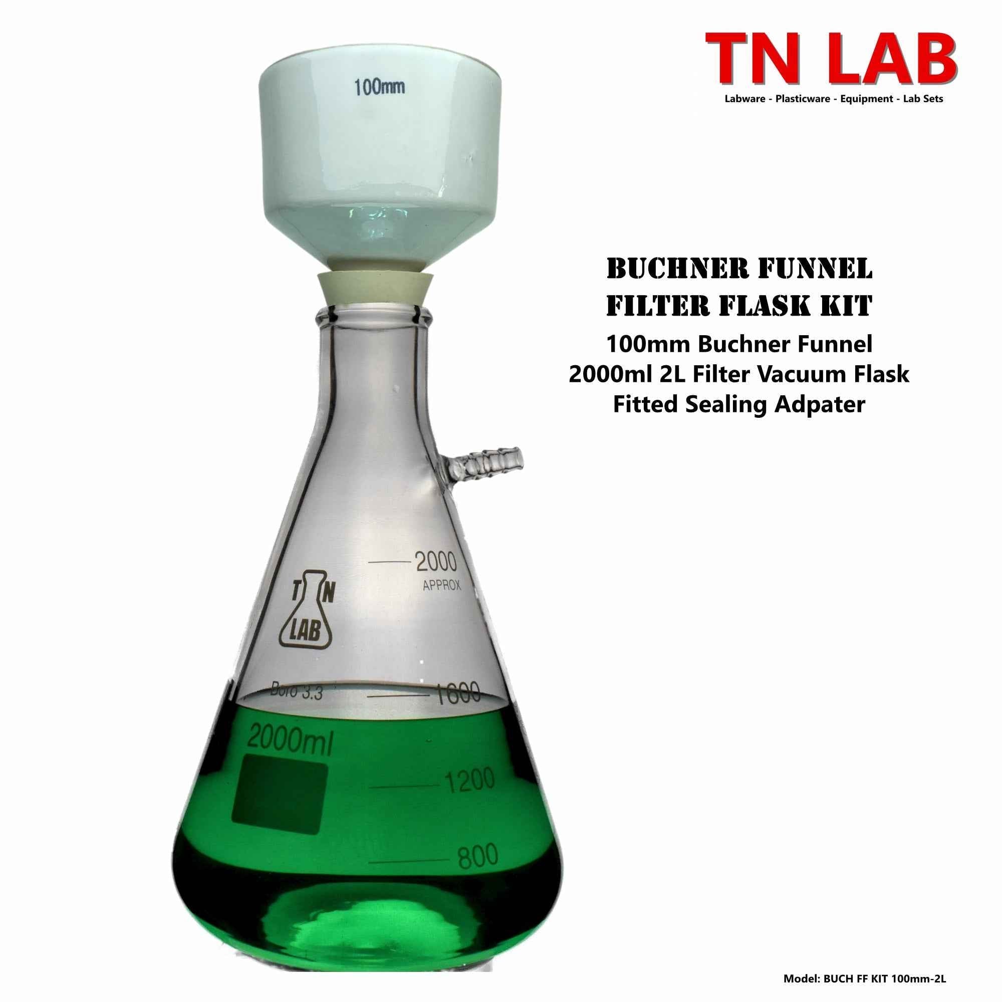 TN LAB Buchner Funnel Flask SET 100mm Funnel 2000ml Flask