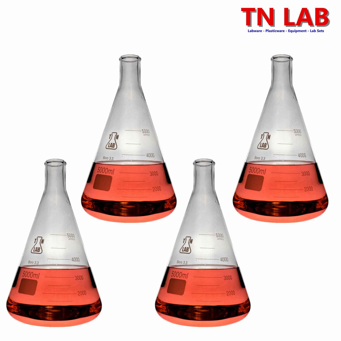 Erlenmeyer Conical Flask Borosilicate 3.3 Glass 5000ml 5L