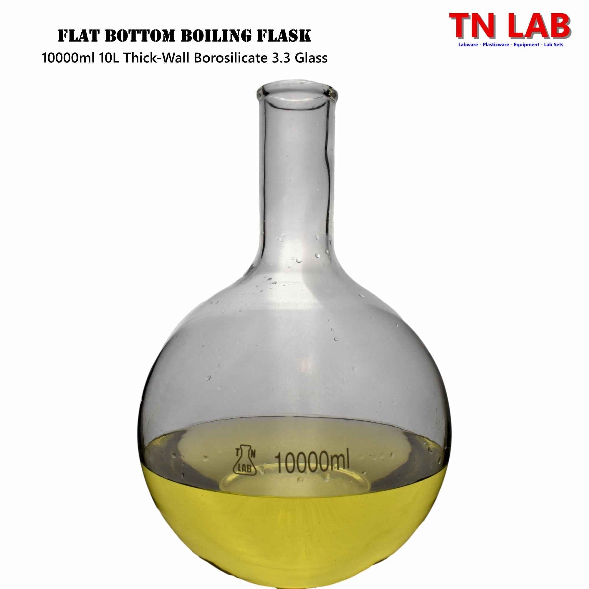Flat Bottom Florence Boiling Flask Borosilicate 10000ml 10L