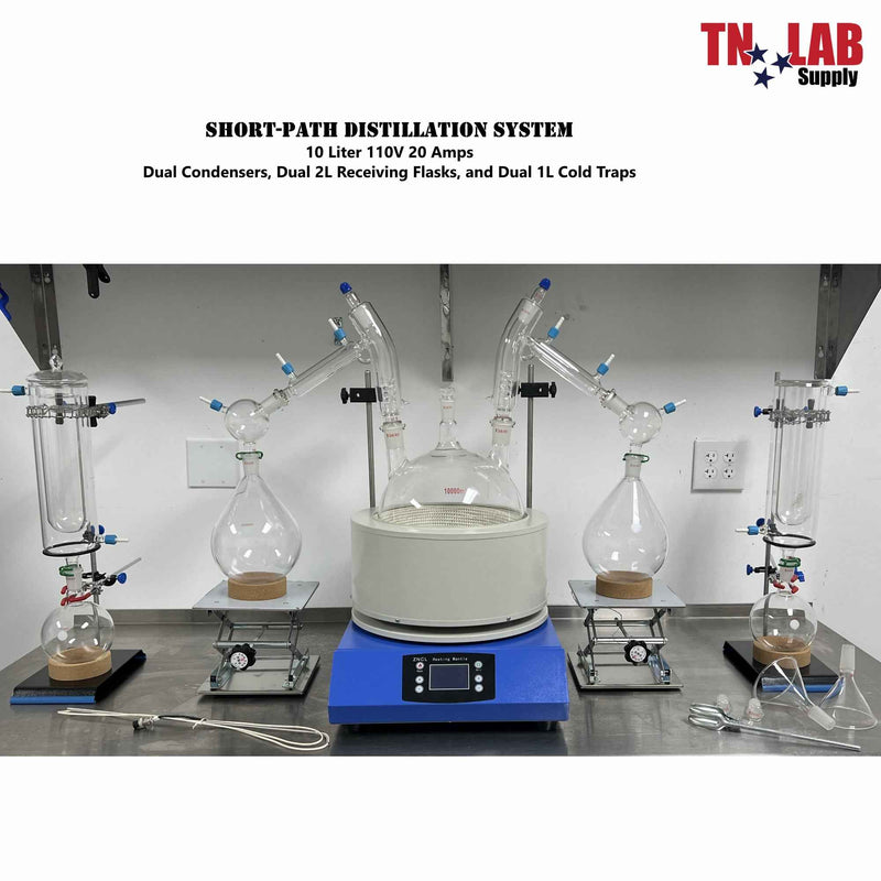Short-Path Distillation System 10 Liter Dual Condenser Flask