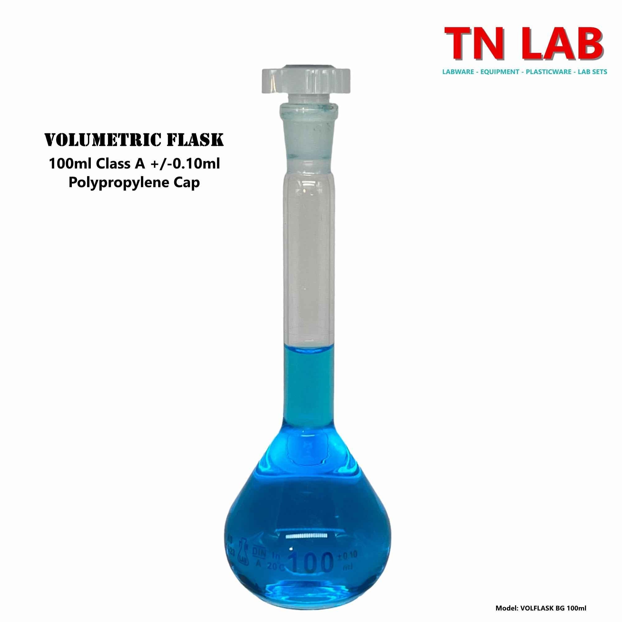 TN Lab Volumetric Flask Borosilicate 3.3 Glass 100ml Class A